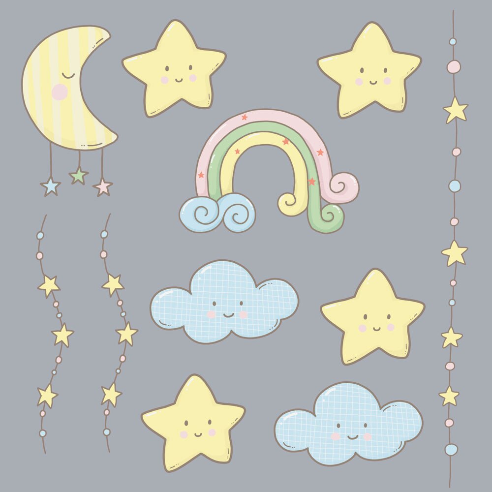 Set autocolante de perete pentru copii, Model- Stele, Multicolor - eMAG.ro