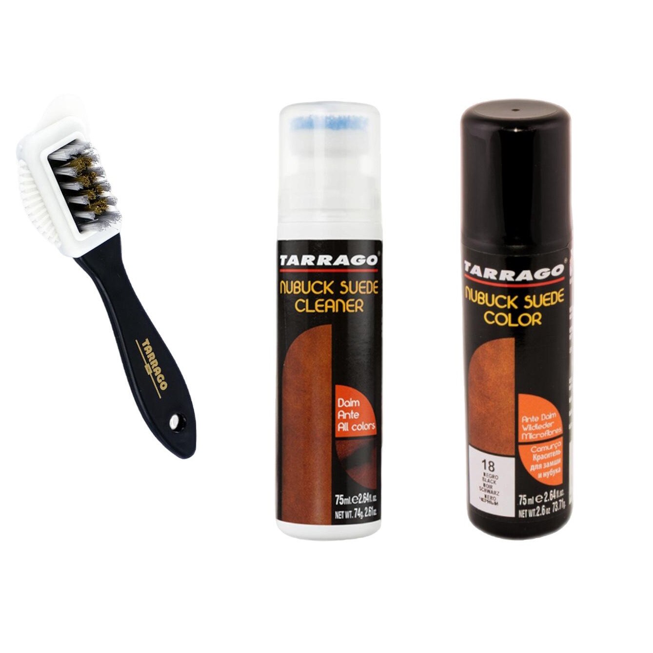 Kit de curatare, Tarrago, Pentru pantofi, Piele intoarsa, 3 bucati, 75 ...