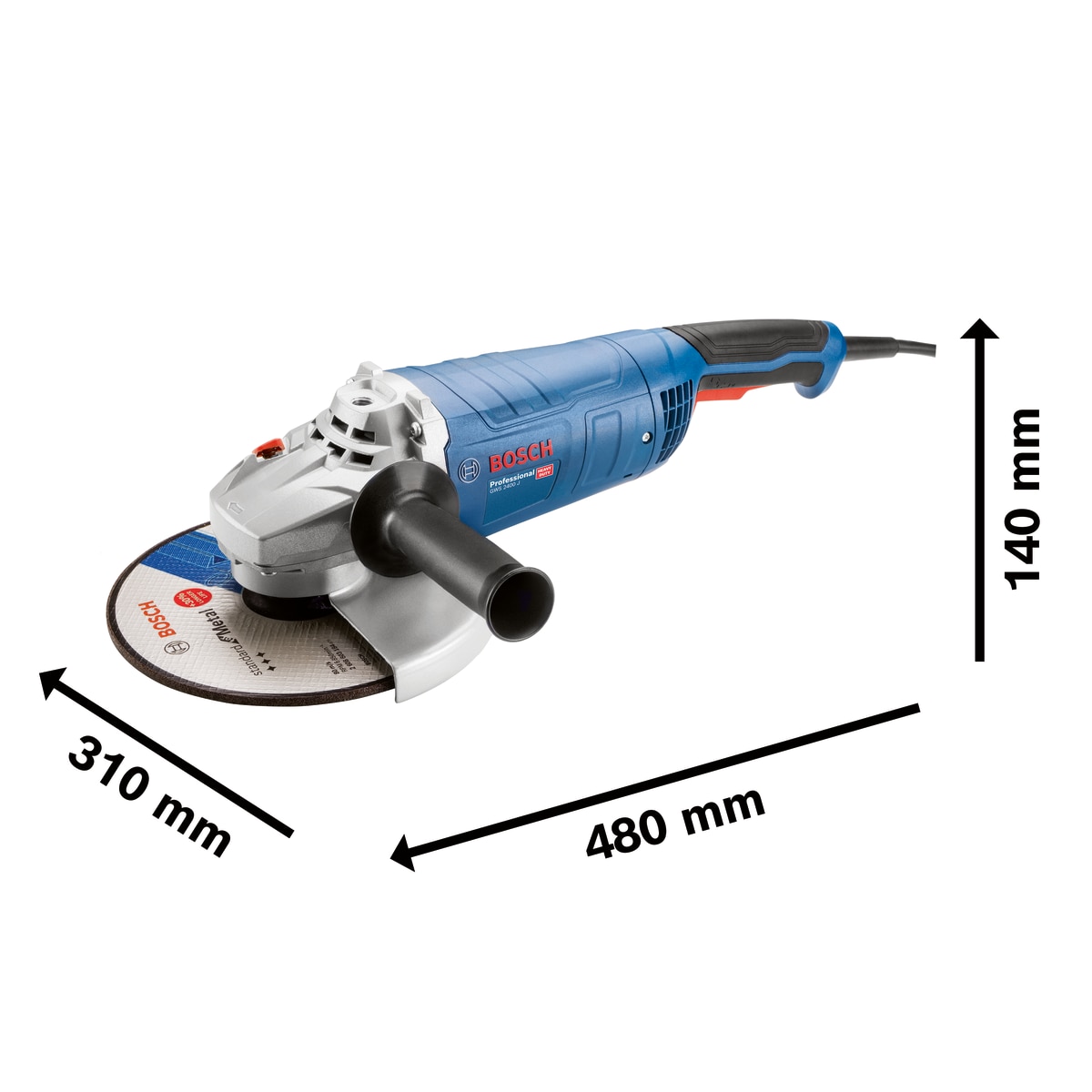 Ъглошлайф Bosch Professional GWS 2400 J, 2400W, Диаметър на диска 230 ...