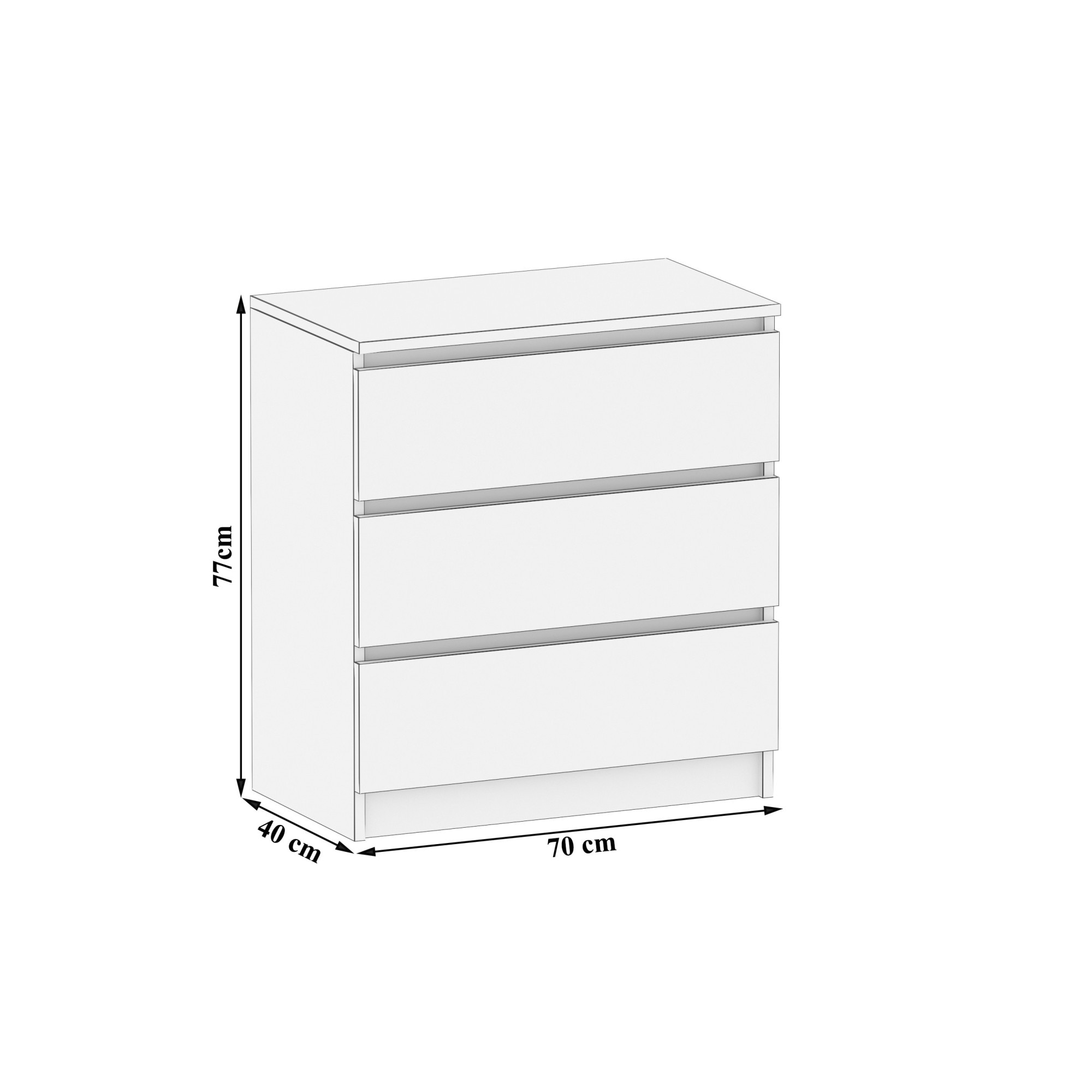 Comoda, Roe furniture, 3 sertare, 40x77cm, Pal, Maro/Alb - eMAG.ro