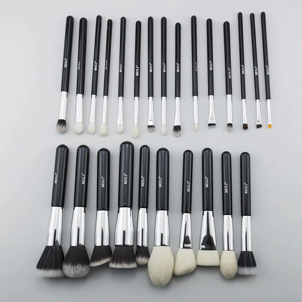 Set 25 Pensule Make-up Beili, Negru, Par natural - eMAG.ro