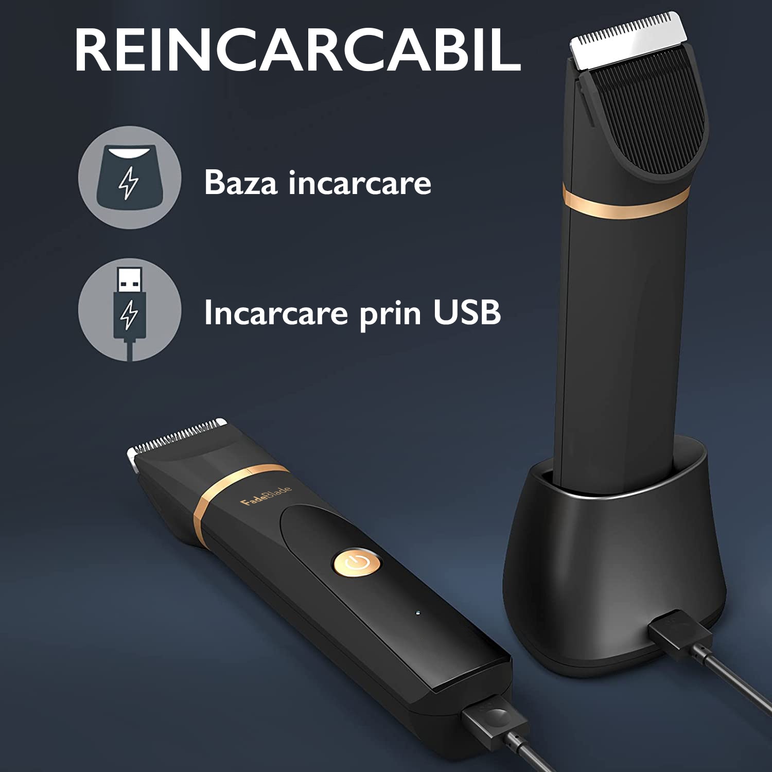Masina de tuns si aparat de ras FadeBlade® Beard Pro, lame ceramice ...