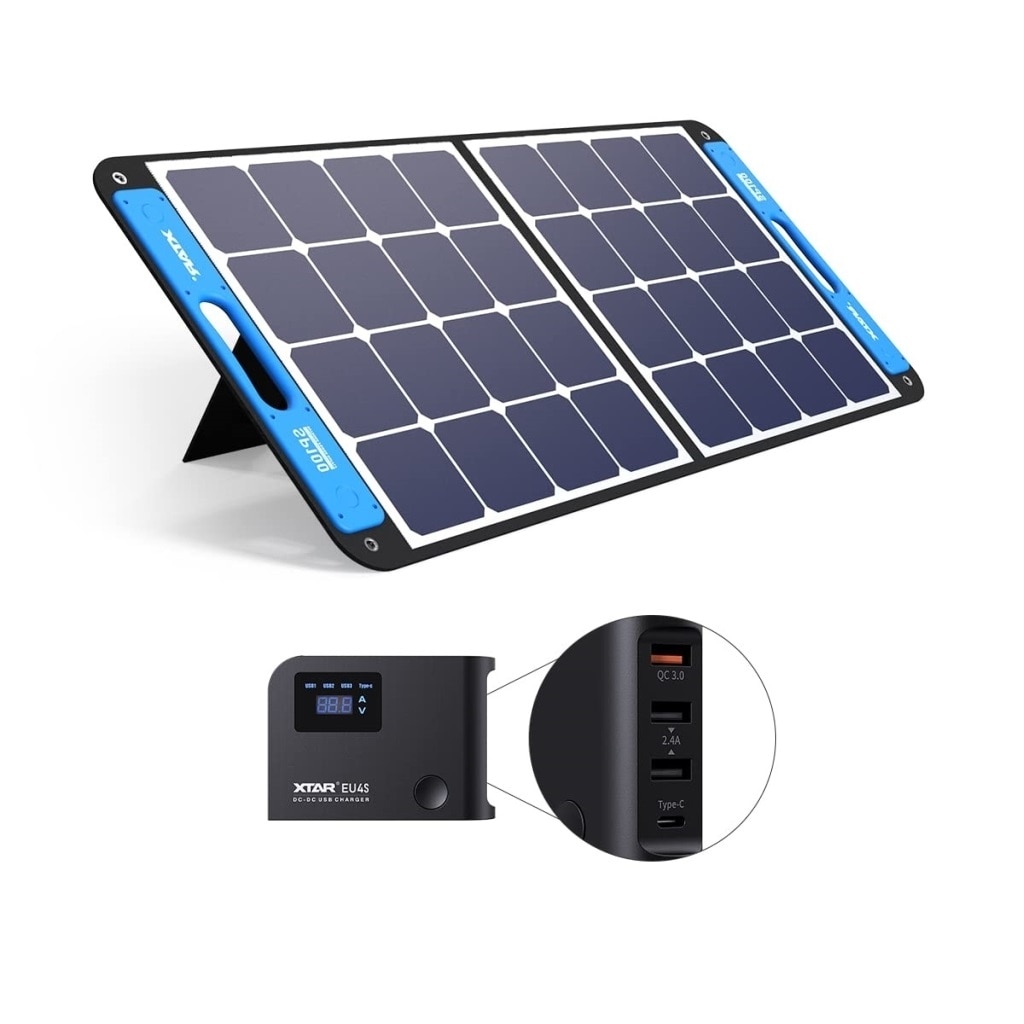 Panou solar portabil Xtar SP100 cu puterea de 100 W, cu statie de ...