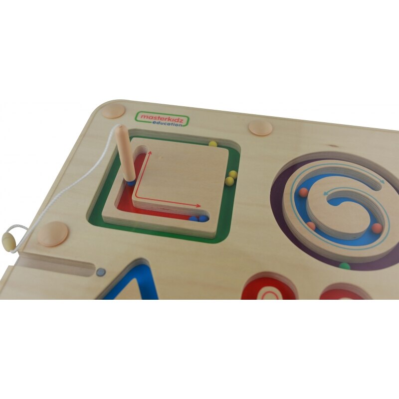 Labirint magnetic cu forme geometrice, Masterkidz, Lemn, Multicolor ...