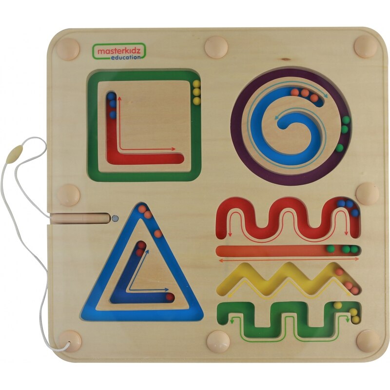 Labirint magnetic cu forme geometrice, Masterkidz, Lemn, Multicolor ...