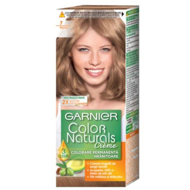 Set Vopsea de Par Permanenta cu Amoniac Garnier Color Naturals 7 Blond ...