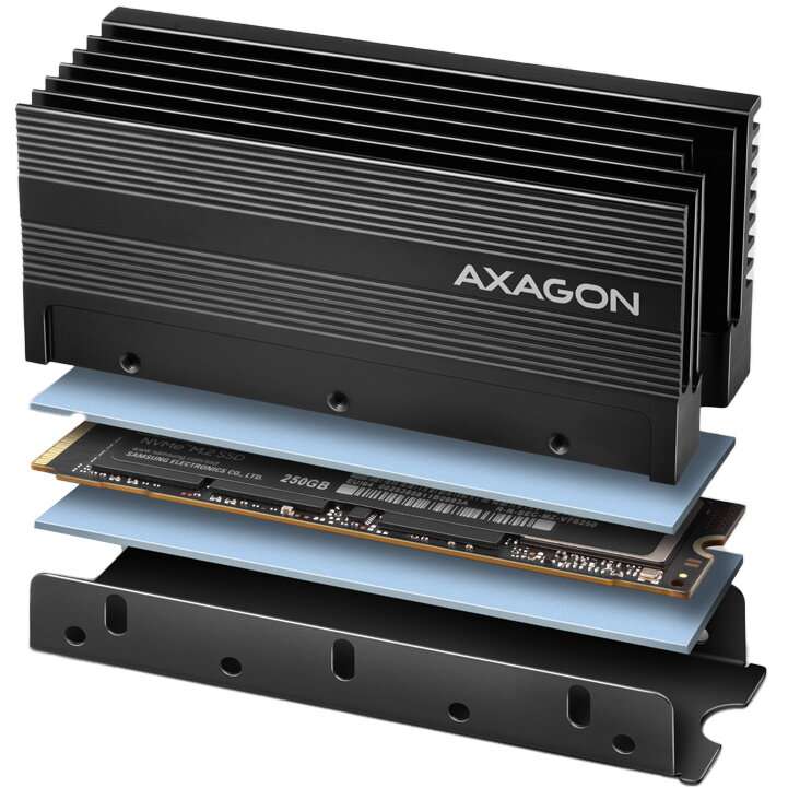 Cooler Pasiv AXAGON CLR-M2XL pentru M.2 SSD, Suport SSD 80mm, Aluminiu ...