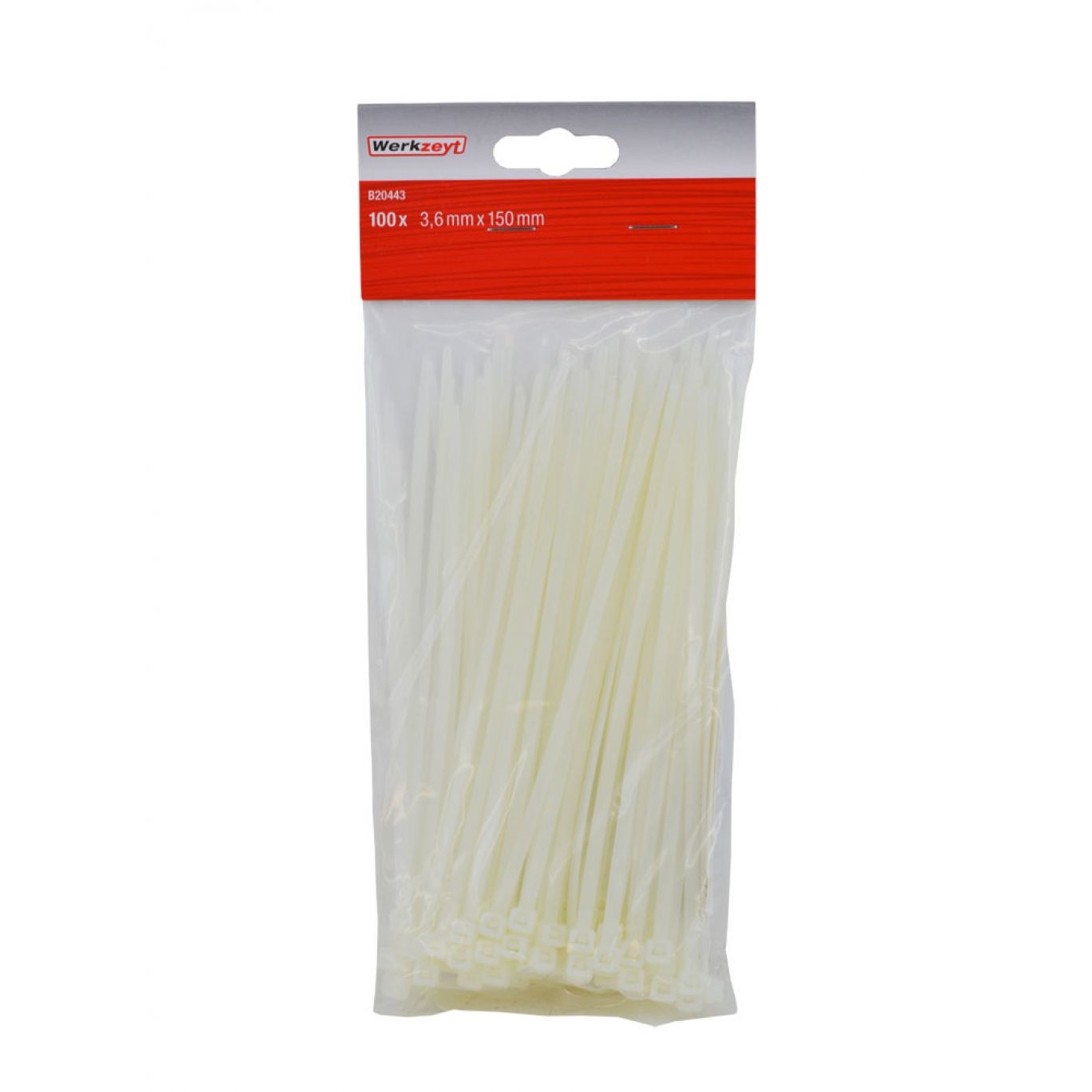 Set 100 buc colier plastic, soricei, 150x3.6 mm, Alb, Werkzeyt - eMAG.ro