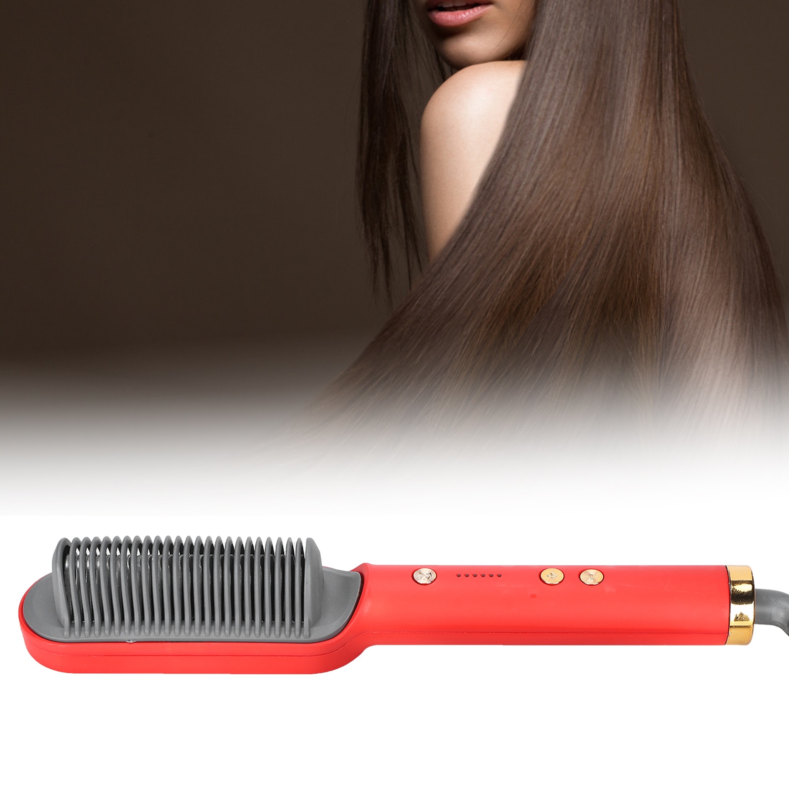 Perie de indreptat parul, UBX, cu LED-uri, control temperatura in 5 ...