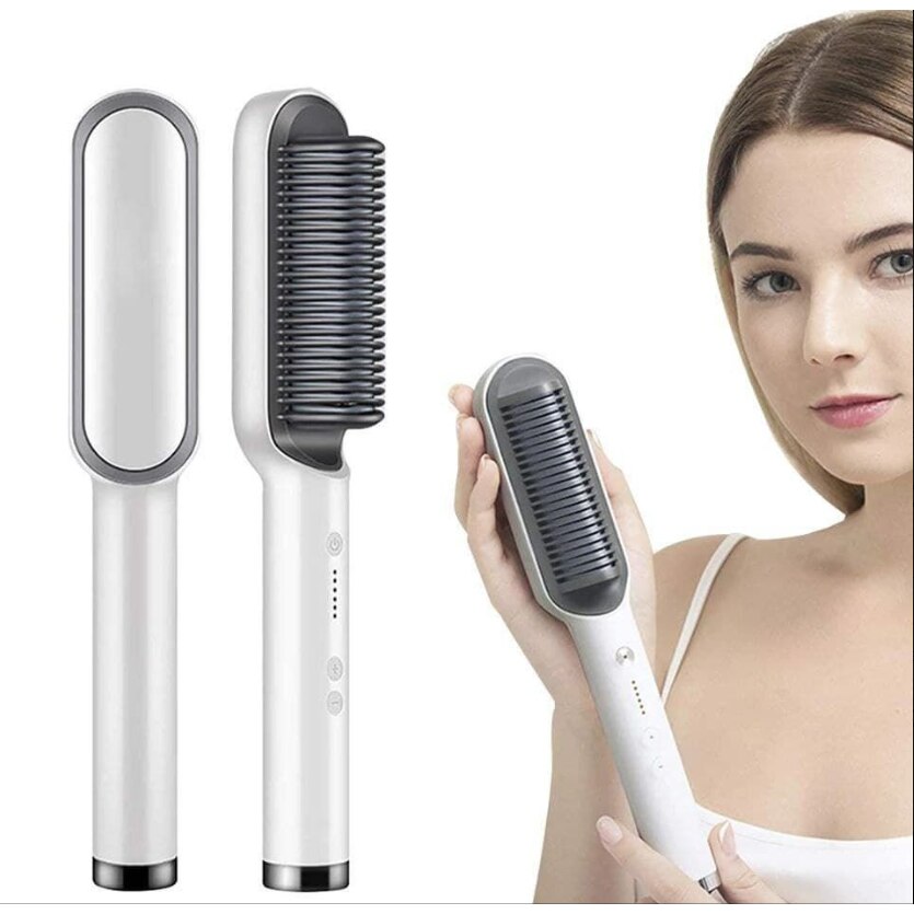 Perie de indreptat parul, Zola®, cu LED-uri, control temperatura in 5 ...