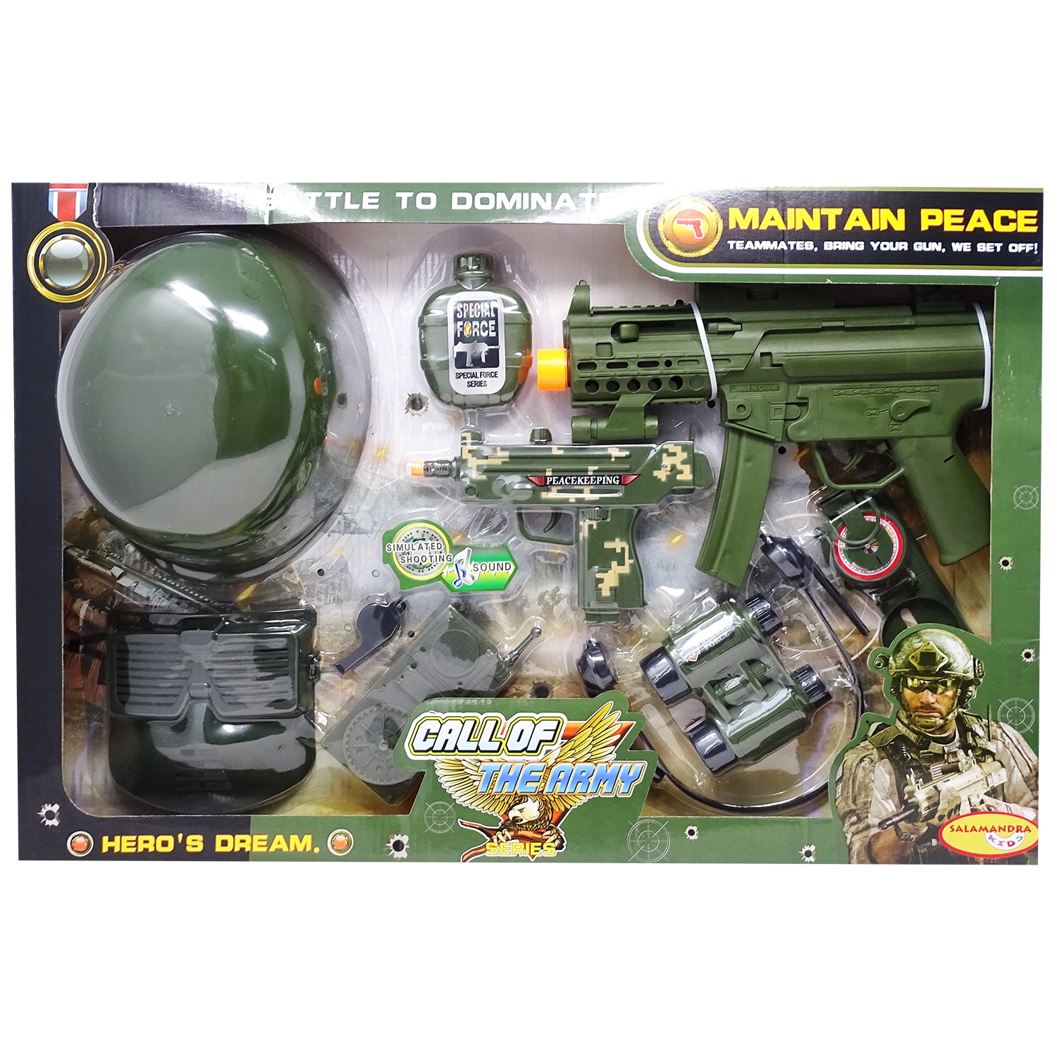 Set de Armata cu 10 piese, pentru copii, Salamandra Kids - eMAG.ro