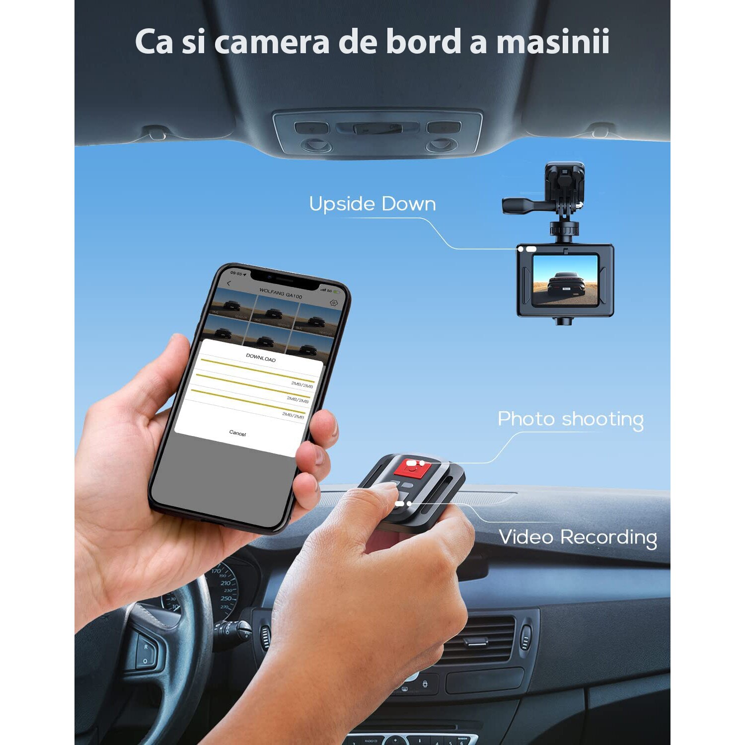 Camera video sport Wolfang G100 4K/30fps, 170°, Ecran 2.0“ LCD, 20MP ...