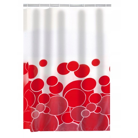 Perdea de dus Kani, Ridder, Textil, 180 x 200cm, Alb/Rosu - eMAG.ro