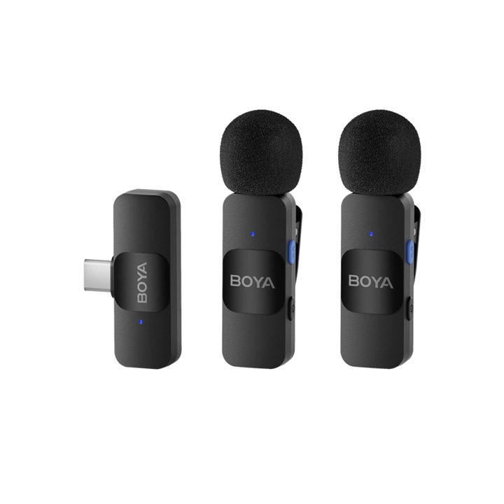 Sistem de microfon cu rever wireless BOYA BY-V20, USB-C Omnidirectional ...
