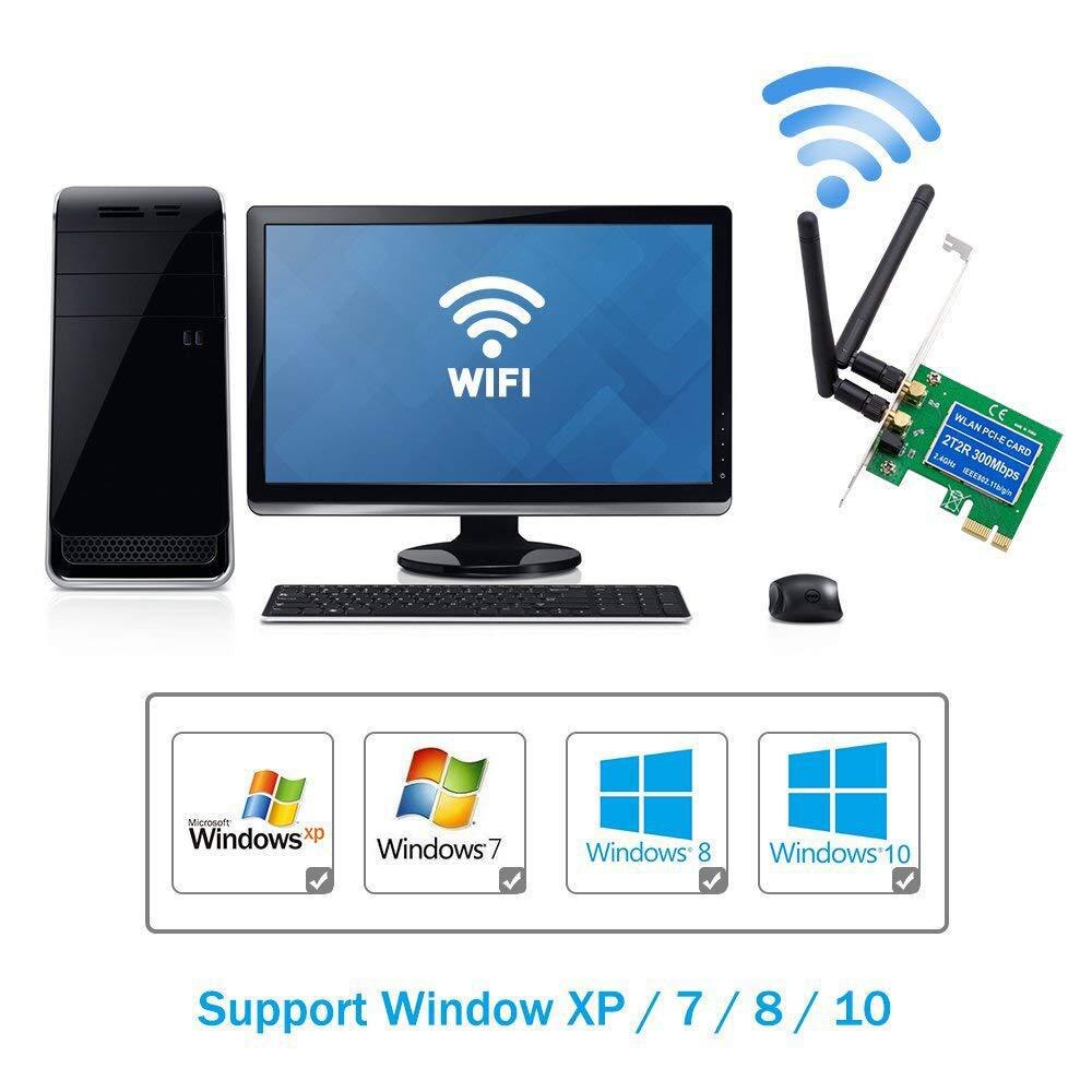 Placa de retea interna Wireless 300 Mbps, WI-FI PCI-e cu 2 Antene ...