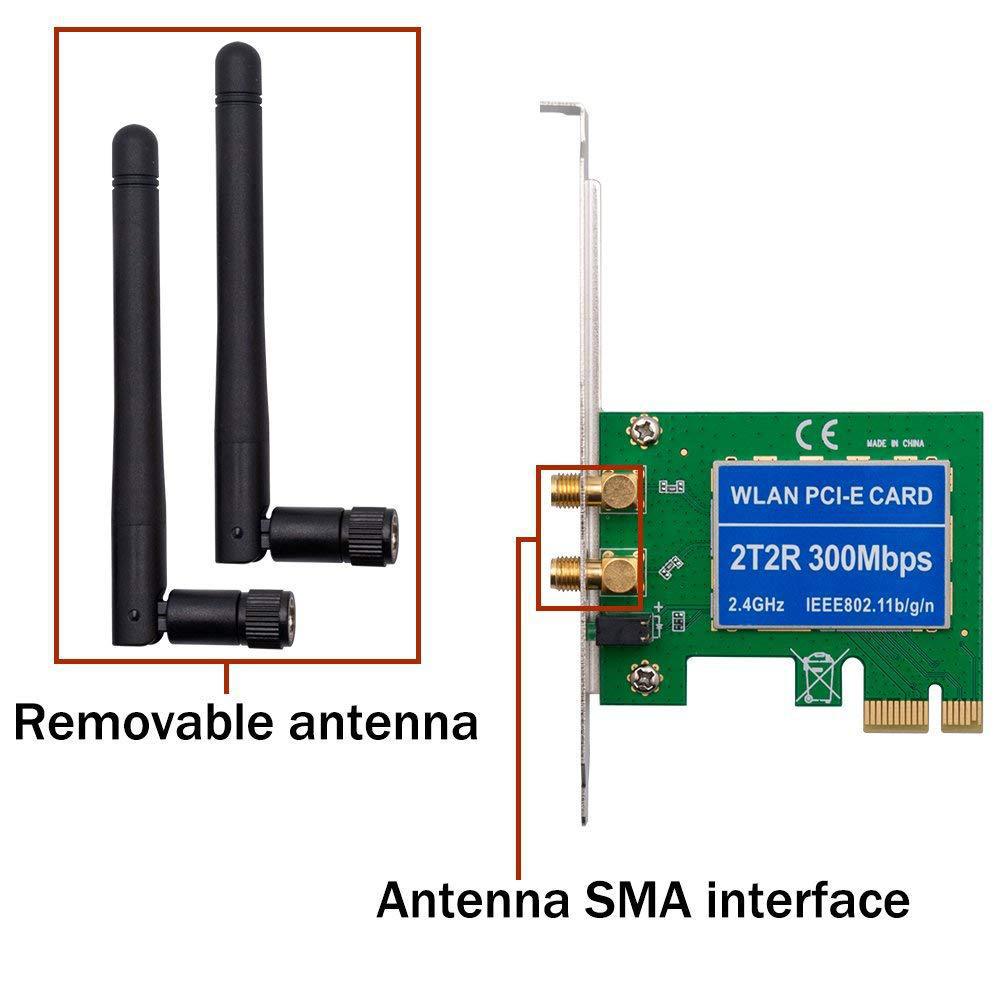 Placa de retea interna Wireless 300 Mbps, WI-FI PCI-e cu 2 Antene ...