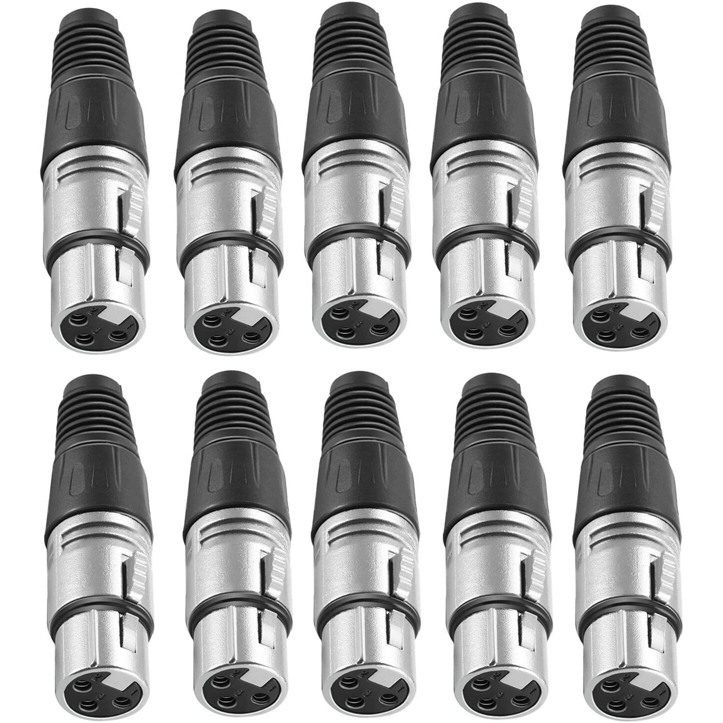 Set de 20 conectori XLR cu 3 pini, mufe 10 mama si 10 tata, din aliaj ...