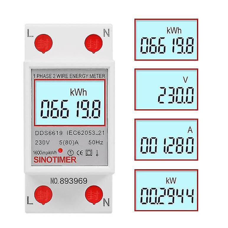 Монофазен електромер, Sinotimer, 230V цифрова LED светлина, DDS6619-008 - eMAG.bg