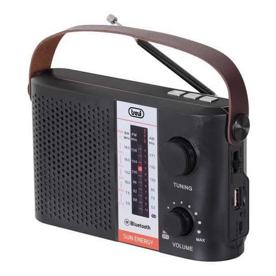 Radio portabil AM/FM/SW Bluetooth USB panou solar micro SD negru Trevi ...