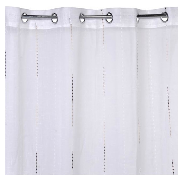 Set 2 perdele, cu inele metalice, dungi verticale, alb murdar, 140 x ...