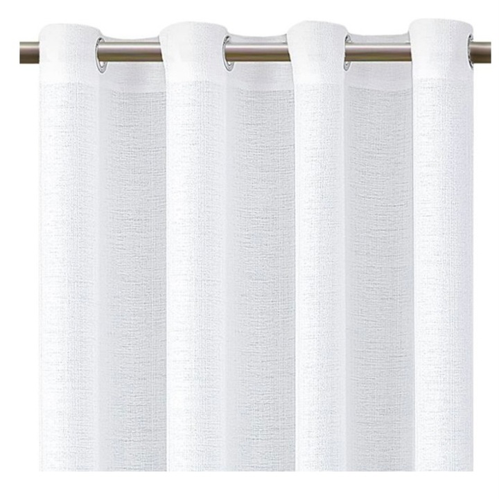 Set 2 perdele, alb, cu inele metalice, 140 x 250 cm - eMAG.ro