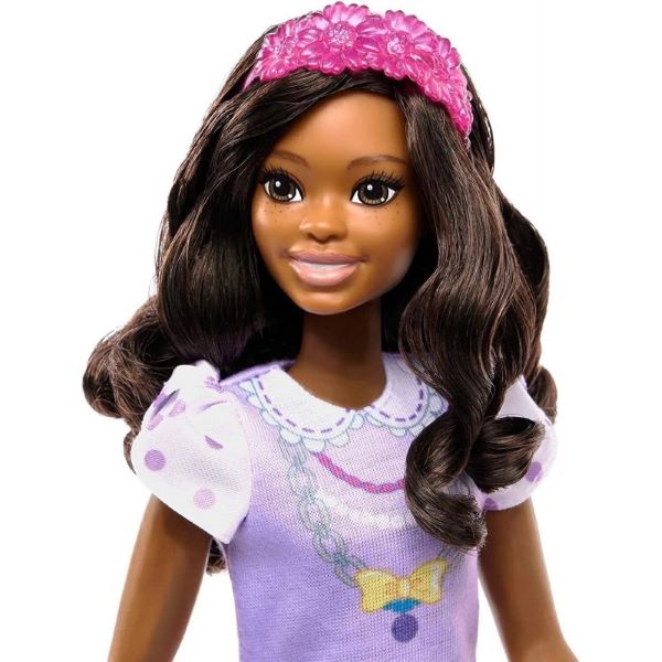 Papusa Barbie mare – Fata cu parul negru cu un pudel, 34 Cm - eMAG.ro