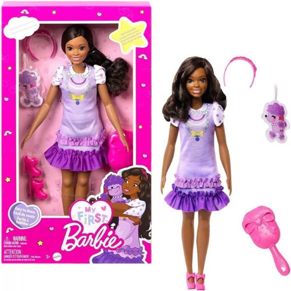 Papusa Barbie mare – Fata cu parul negru cu un pudel, 34 Cm - eMAG.ro