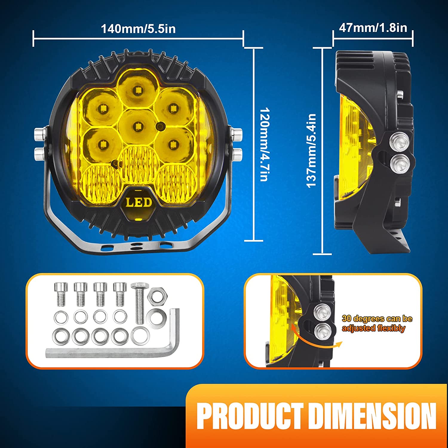 Proiector LED pentru offroad 4x4, Jeep, camion, masini, SUV, 5,5 inch ...