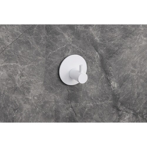 Cuier baie modern cu 1 carlig, pentru interior sau exterior, ATS, alb ...