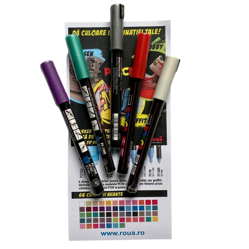 Set 5 markere UNI POSCA PC-1MR, 0.7 mm, POS22-PC1MR - eMAG.ro