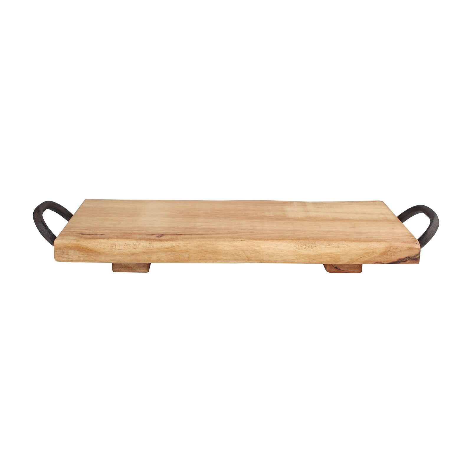 Platou servire cu manere, T&G, Hevea, Lemn/Fonta, 40 x 20 cm, Maro ...