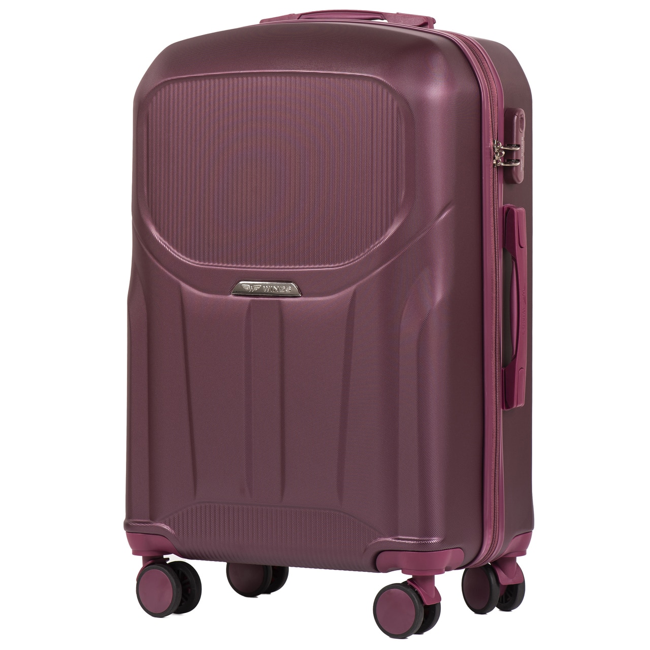 Troler Mediu, Wings, PDT01, ABS, 4 Roti Duble, 65.5 cm, Grena - eMAG.ro