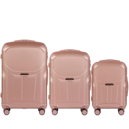 Set Trolere, Wings, PDT01 - 3 Piese, ABS, 4 Roti Duble, Rose - eMAG.ro