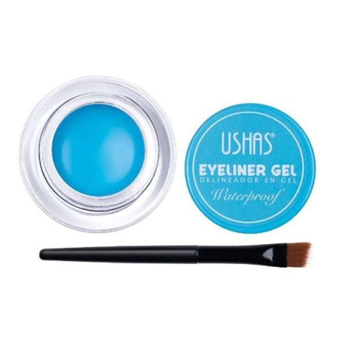 Tus gel colorat, Ushas, Waterproof, Blue, Pensula inclusa, 3.8 g - eMAG.ro