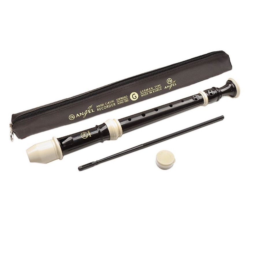 Blockflute fluier Angel ASRG300 sopran acordaj DO sistem German negru ...