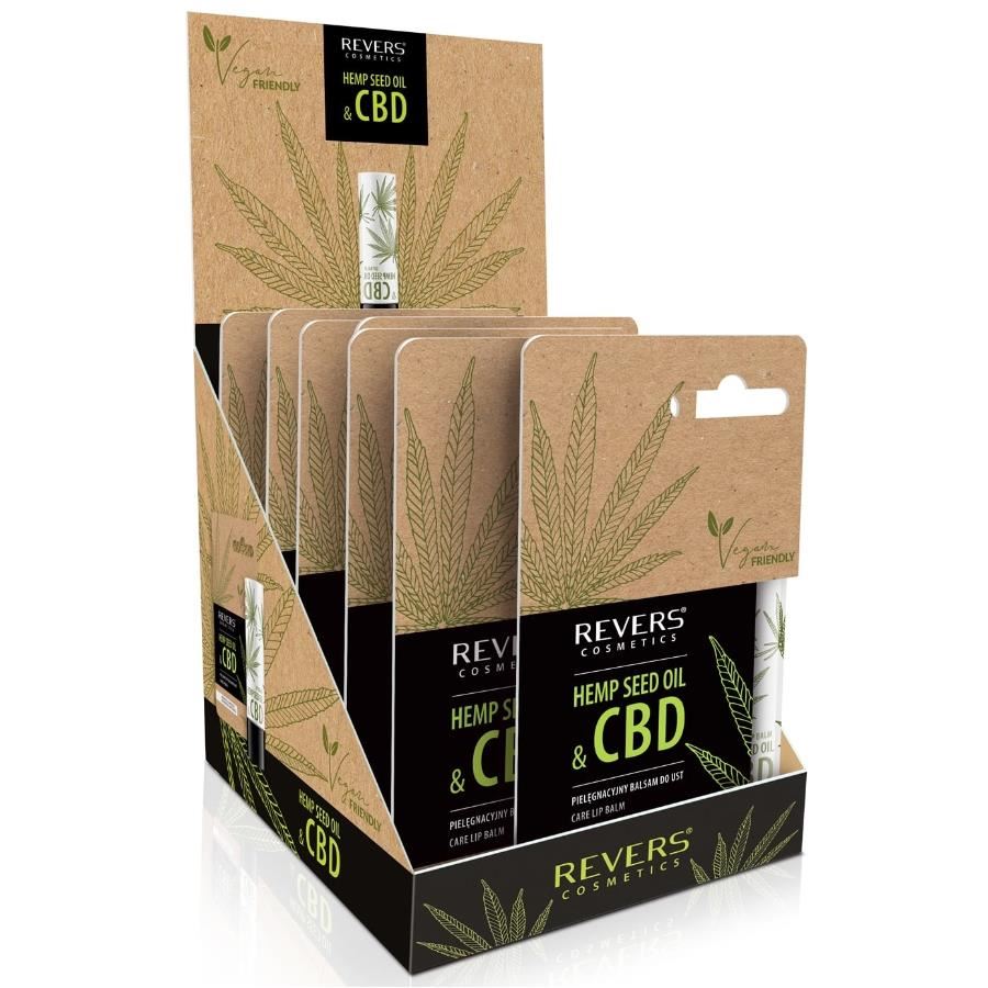 Balsam de buze hranitor cu ulei natural de canepa cu CBD, Revers, vegan ...