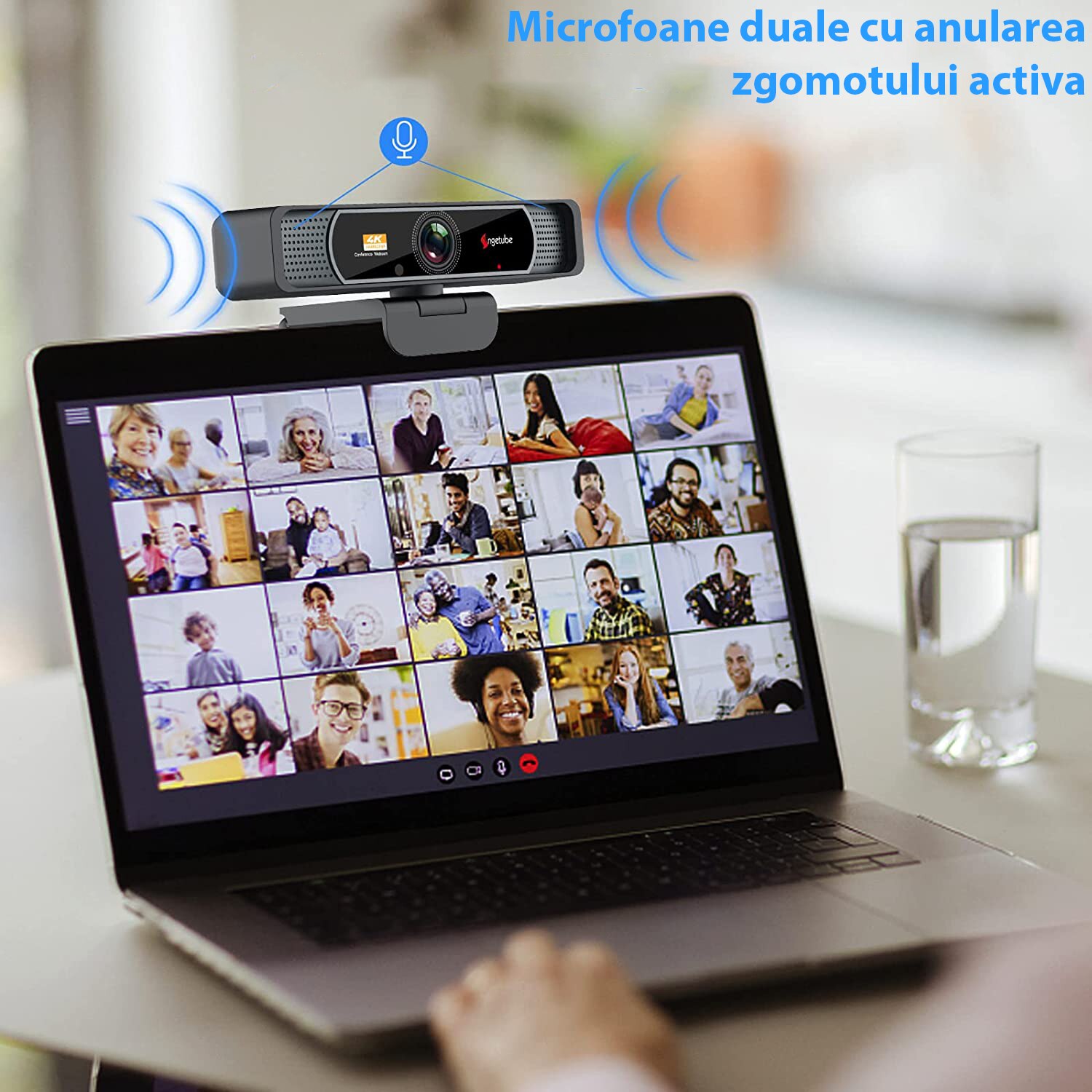 Camera web Angetube Ultra HD 4K, Rotatie 360°, Zoom Digital 5X ...