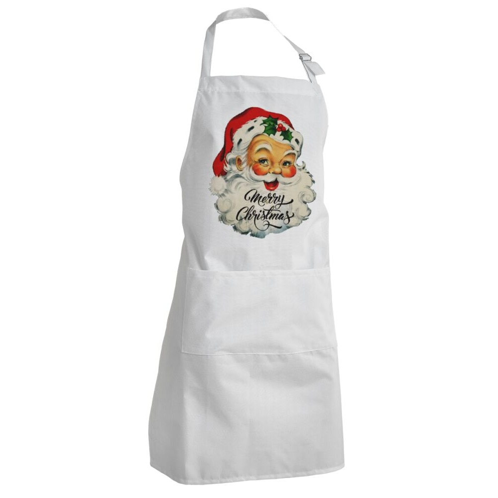 Sort de bucatar, Poliester, Model Craciun, Snur reglabil, Alb - eMAG.ro