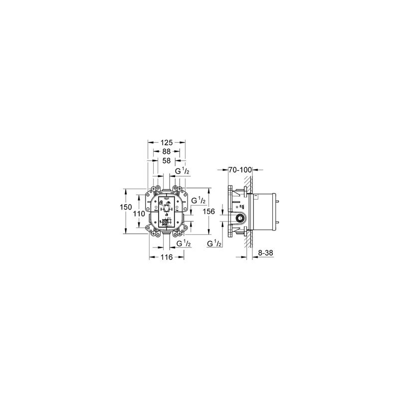 Тяло за вграждане Grohe Rapido E 35501000, За едноръкохватков смесител ...