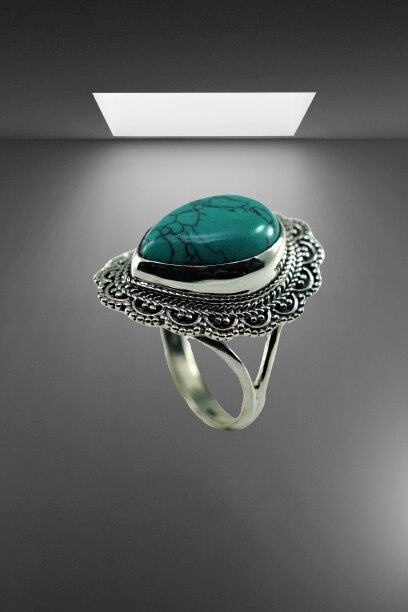 Inel din argint 925, TSR cu pietre naturale turcoaz, marime 18,5 mm ...