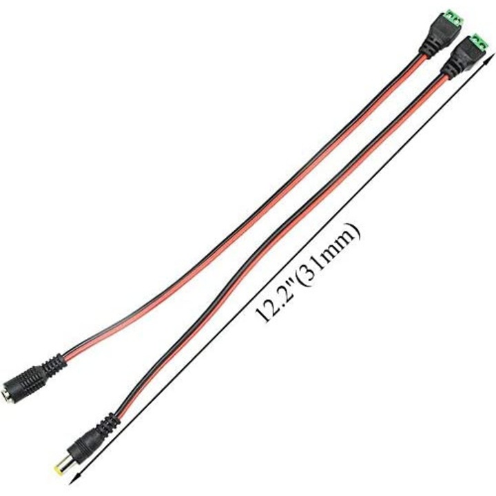 Set 10 perechi cablu de alimentare DC 12V mama-tata cu cablu si adaptor ...