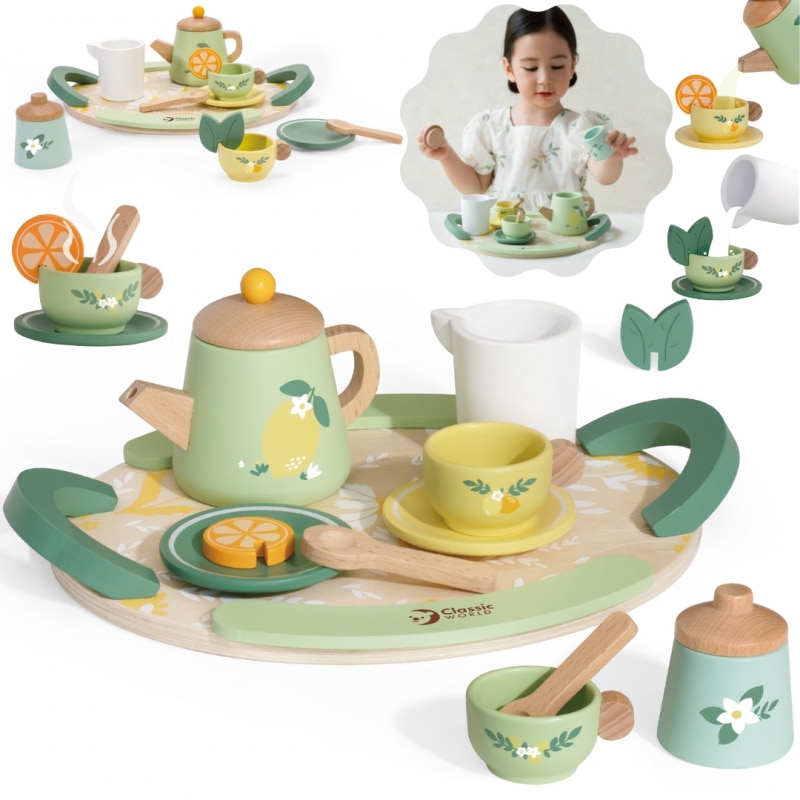 Set de ceai cu 14 elemente, Classic World, Lemn, Multicolor - eMAG.ro