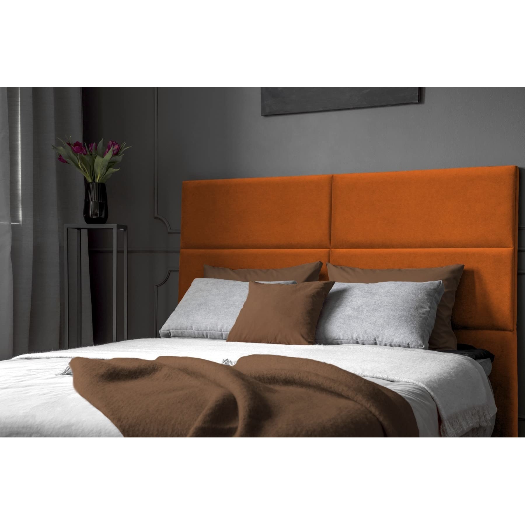 Panou tapitat pentru decorarea peretilor 3D, 30 x 30 cm Culoare rugina ...