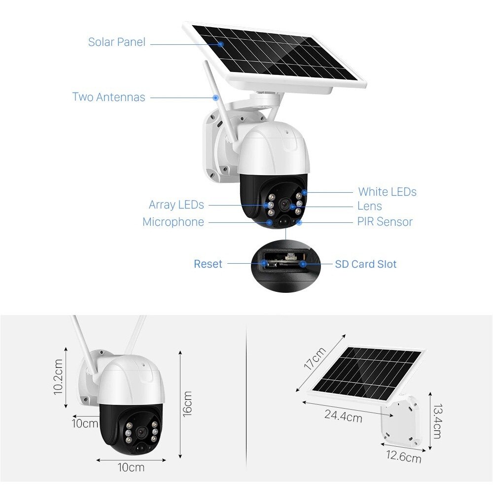 Camera solara WiFi PTZ controlabila, Etop, Cam004, rezolutie FULL HD ...