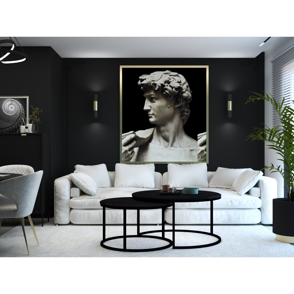 Set 2 x Masuta de cafea, MDF/Otel, 80/60 cm, Negru/Antracit - eMAG.ro