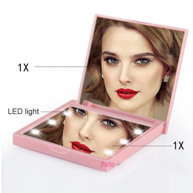 Pufo No Filter Beauty джобно мини огледало за грим, LED осветление ...