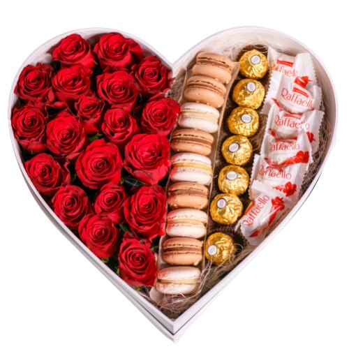 Inima Mare cu Trandafiri si Dulciuri,30cm - eMAG.ro