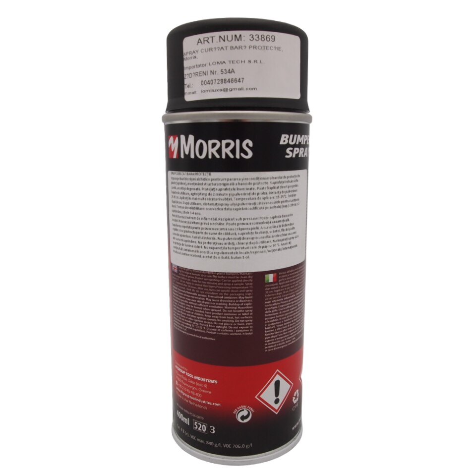Lökhárító festék spray, Morris, Bumper Spray, fekete, 400ml - eMAG.hu