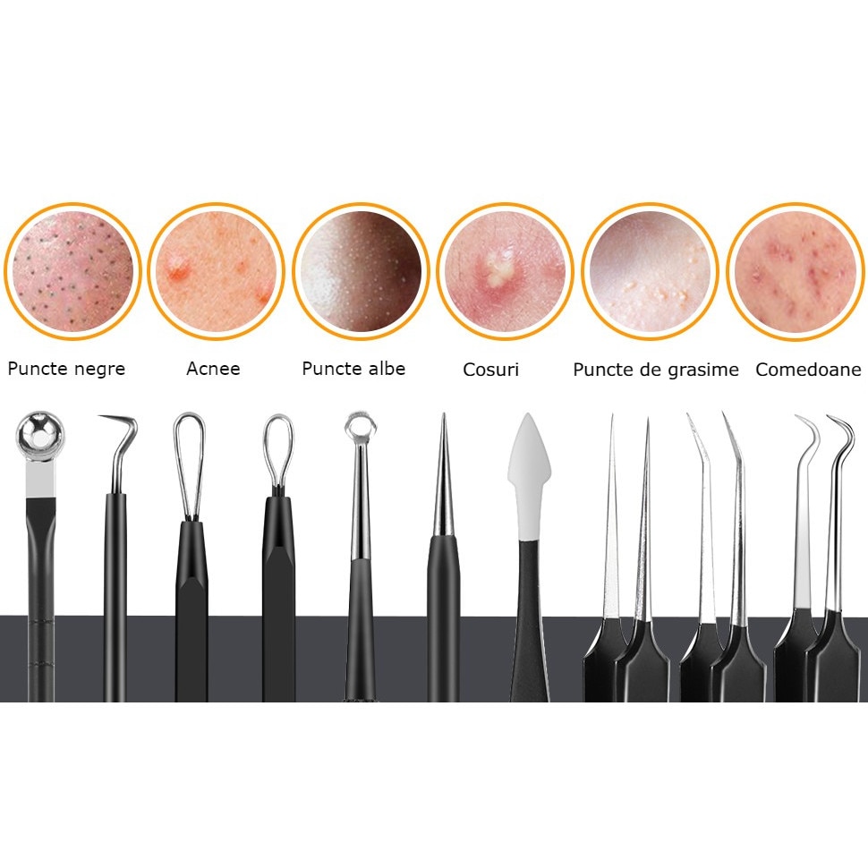 Set 10 Pensete Profesionale din otel inoxidabil pentru extragerea ...