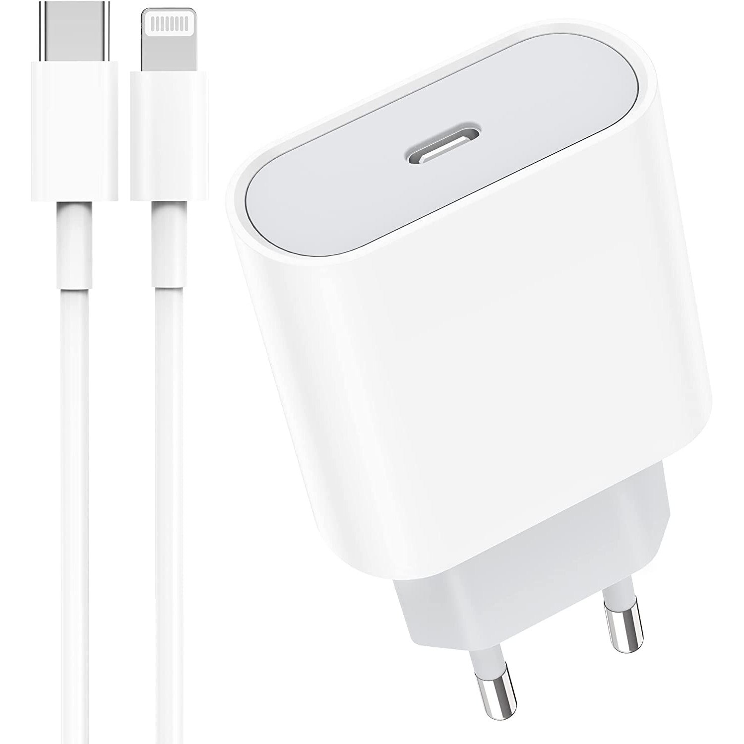 Incarcator Fast charge 20W, compatibil cu iPhone, cu cablu de date ...